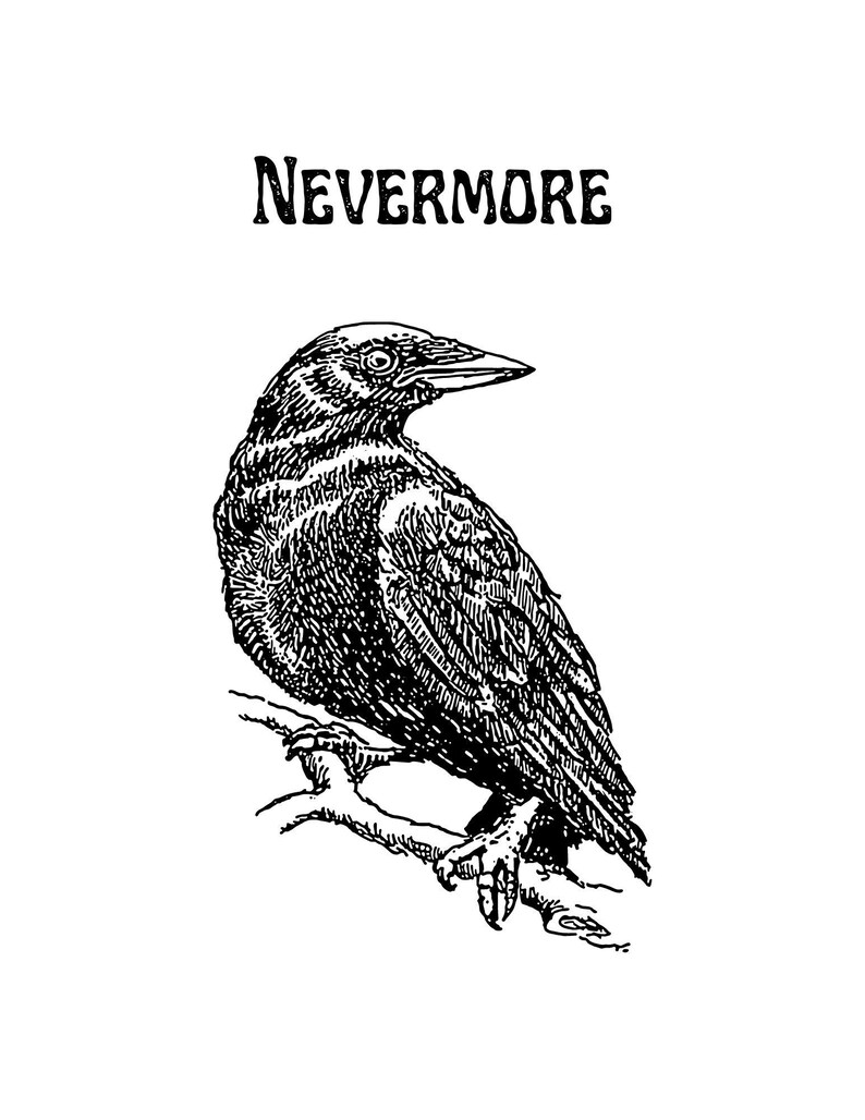 Raven, Edgar Allan Poe Inspired Wall Art, Nevermore_ Printable Wall Art ...