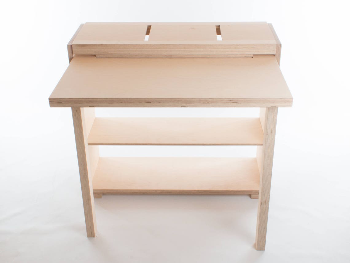 Drop-leaf Tablet Desk // Folding Desk / Side Table / Storage | Etsy