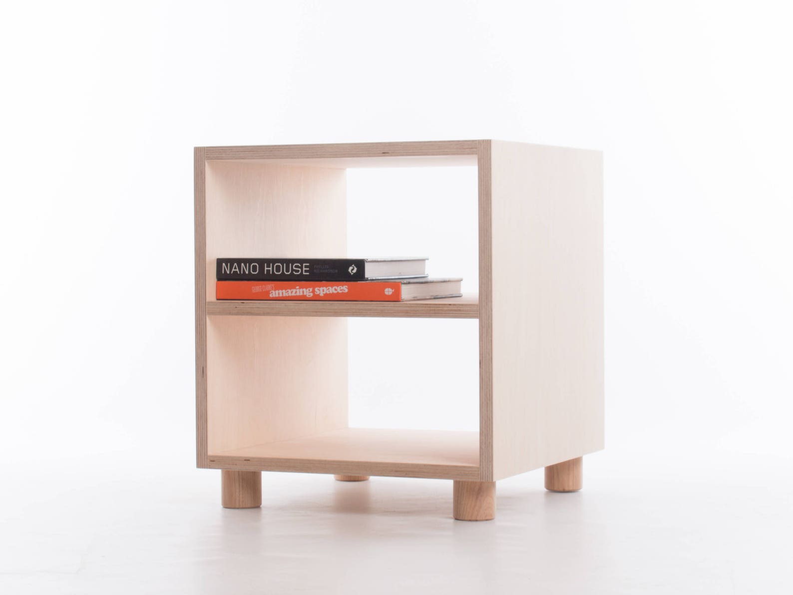 Box Side Table with Shelf on Ash Feet / Plywood Plinth / | Etsy