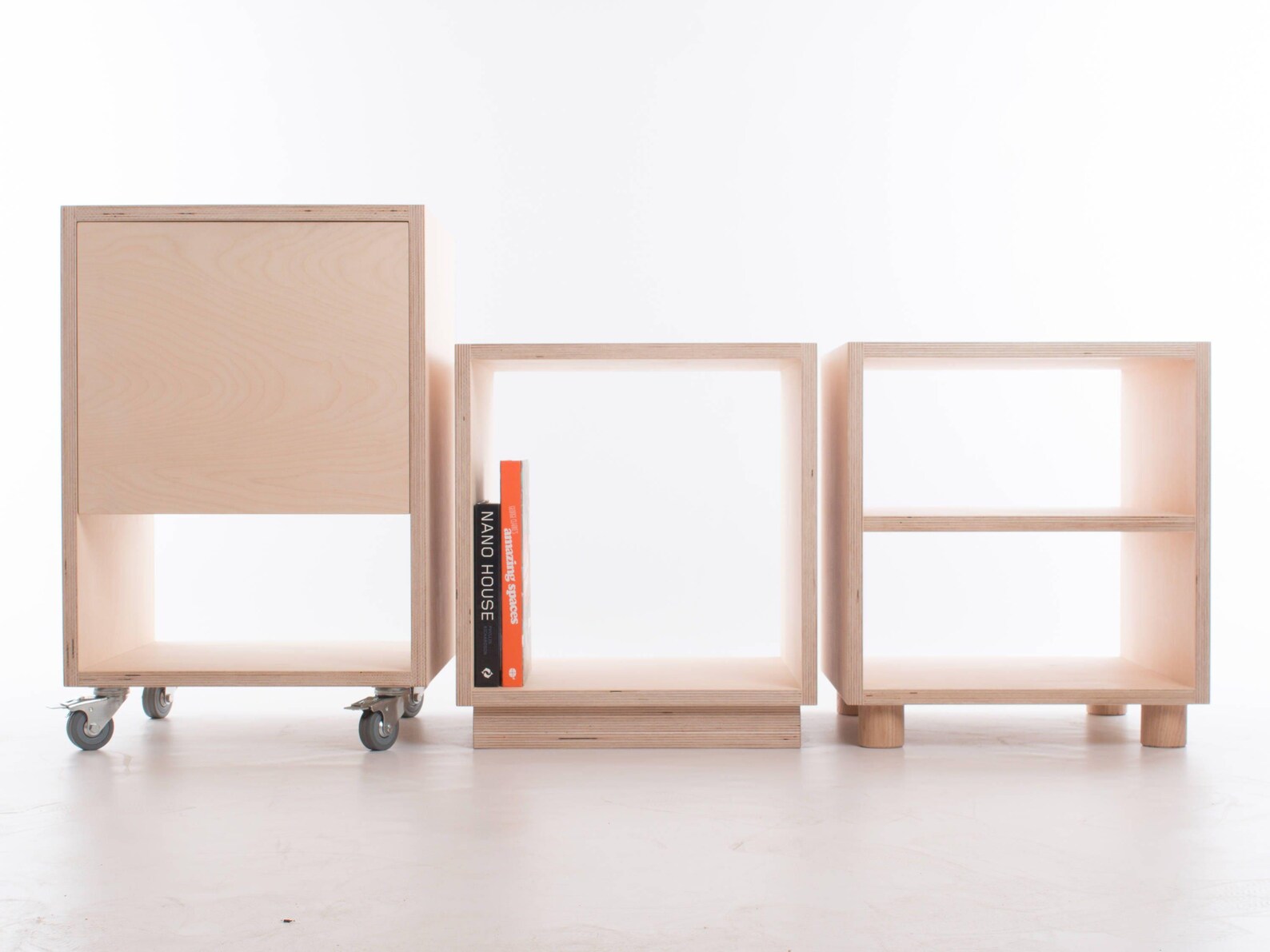 Box Side Table With Drawer // Bedside / Ash Feet / Plinth / Wheels ...