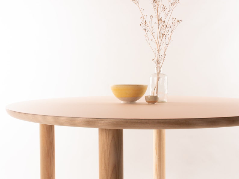 Kobe Round Dining Table // 4 People / Desk / Solid Ash Dowel Legs ...