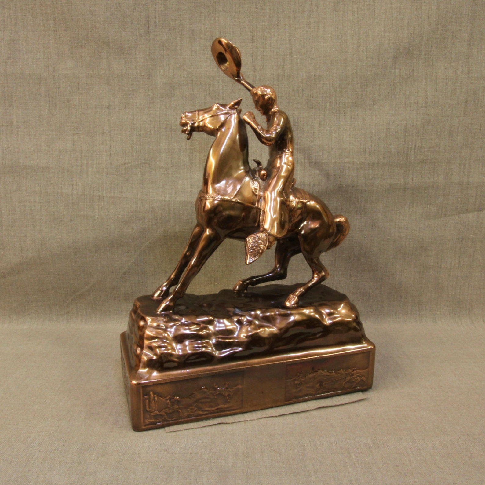 Rare Copper Cowboy on Horse Statue, Vintage Mint Warehouse - Etsy