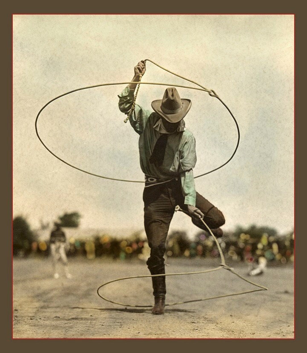 Cowboy Dancing With Lariats, Hand Colored - Etsy