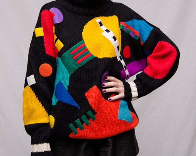 Amazing 80's ESPRIT SPORT Crazy Shapes Vintage SWEATER - Etsy