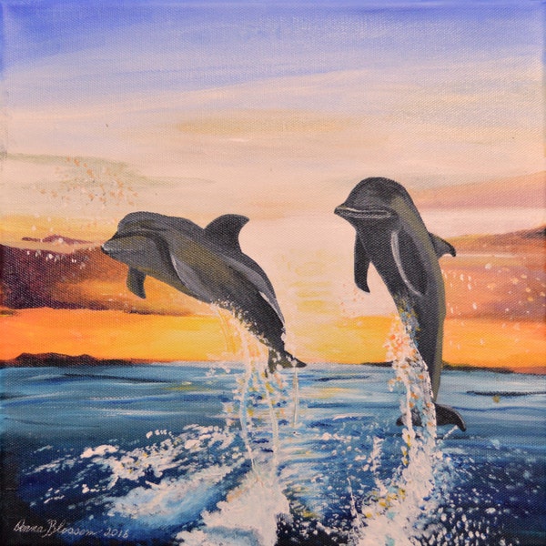 Dolphin Painting - Etsy