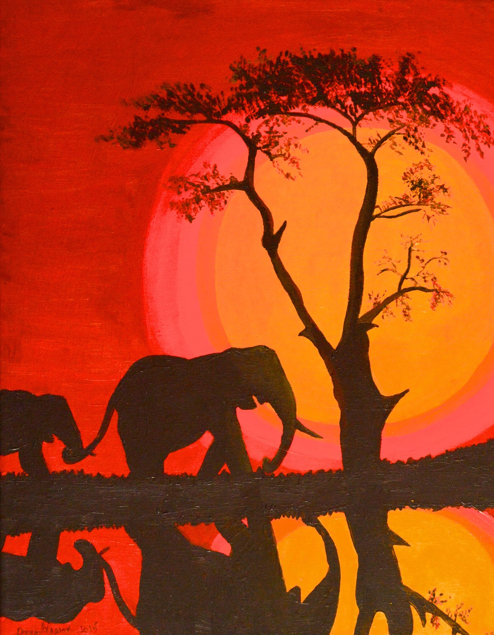 Original Acrylic Endangered Species Animal Painting on Canvas Titled ...