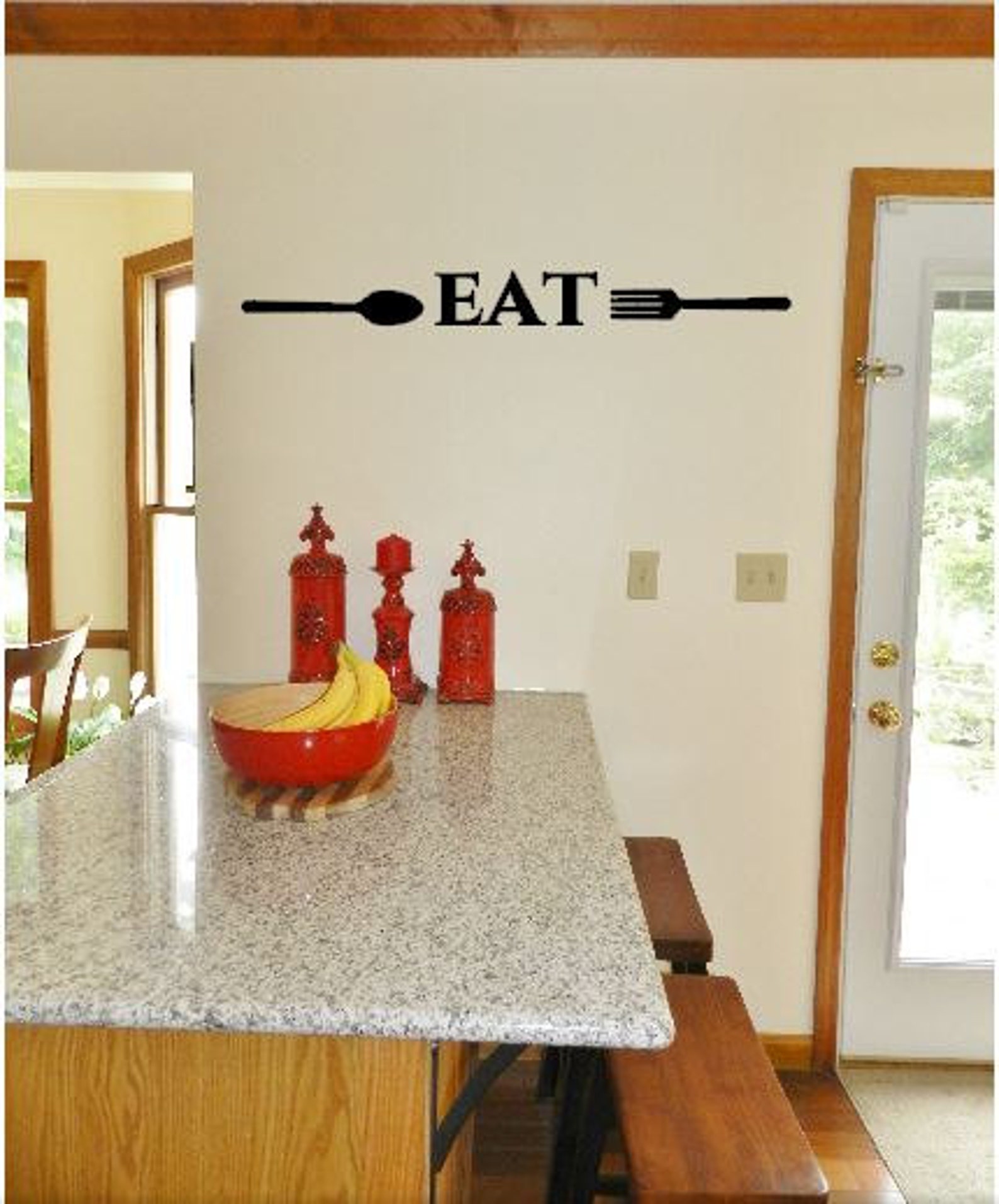 Eat Kitchen Vinyl Wall Decal Fork and Spoon Kitchen Wall - Etsy