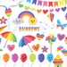 Rainbow World Clipart Set. Digital Clipart. 32 Kawaii Illustrations ...