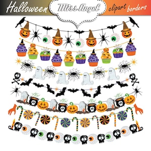 Halloween Bunting Banners Clipart. Cute Halloween Borders Clip Art ...