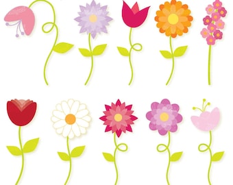 Spring Flowers CLIPART SET, 10 Digital Flowers. Clip Art Printable ...