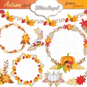 Autumn Wreaths Frames Clip Art. Fall Frames Clip Art. Autumn - Etsy