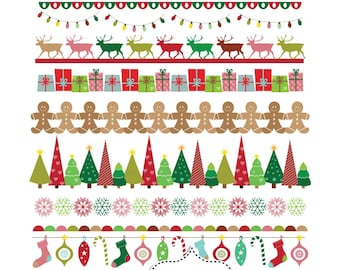 Digital Christmas Borders Clipart. Small Commercial Use. Green | Etsy