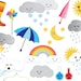Weather Clipart Set. Cute Kawaii Weather. Rainbow, Clouds, Wind, Sun ...