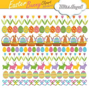 Easter Bunny Clipart Borders. Digital Easter Garlands Clip Art. Small ...