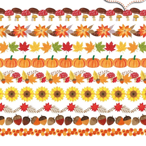 Fall Digital Borders. Autumn Borders Clip Art. Autumn Bunting - Etsy