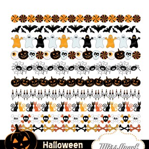 Halloween Digital Borders Clipart. Cute Halloween Ribbons. Bunting ...