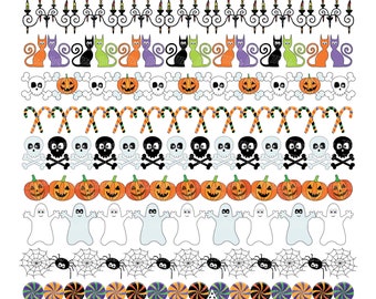 Halloween Borders Clip art Bunting Banners Halloween Digital | Etsy