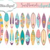 Hawaii Surfboards Clip Art Set, 12 Digital Surf Boards. Hibiscus ...