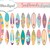 Hawaii Surfboards Clip Art Set, 12 Digital Surf Boards. Hibiscus ...