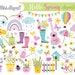 Colorful Spring Clipart Set. Cute Spring and Floral Clipart Bundle ...