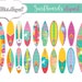Hawaii Surfboards Clipart Set, 18 Digital Surf Boards. Beach Colorful ...