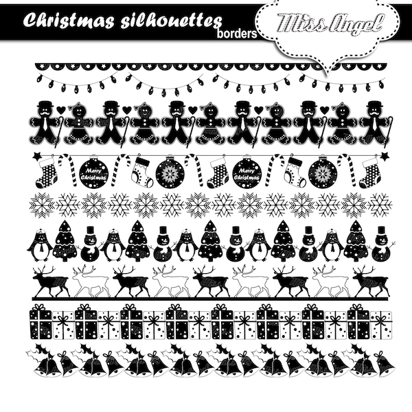 Christmas Borders Black and White - Etsy