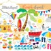 Beach Clipart Set. Summer Beach Clipart. Cute Beach Clipart Bundle ...