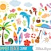 Summer Beach Clipart Set. Hawaii Surf Tropical Clip Art. Surfboards ...