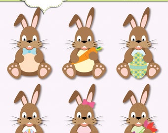Sweet Easter Bunnies Clip art. 6 rabbits 6. Colorful | Etsy