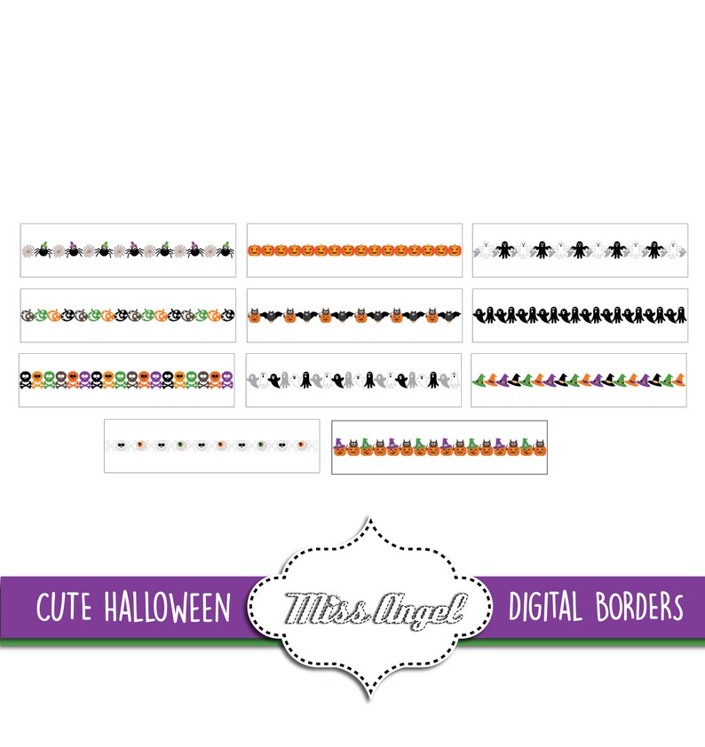 Cute Halloween Borders Clipart, Halloween Banners, Digital Ribbon ...
