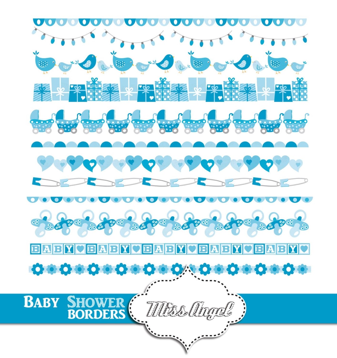 Baby Boy Digital Borders, Baby Blue Digital Ribbons. Commercial Use ...
