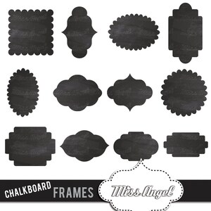 Chalkboard Frames Clipart, 24 Digital Tags. Digital 6" Labels ...