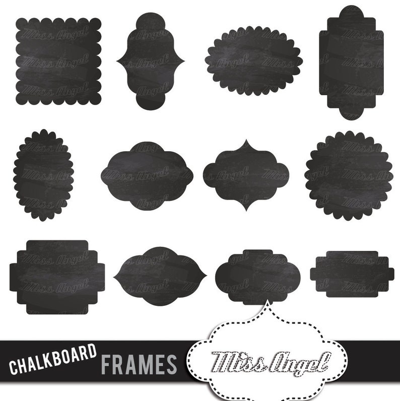 Chalkboard Frames Clipart, 24 Digital Tags. Digital 6" Labels ...