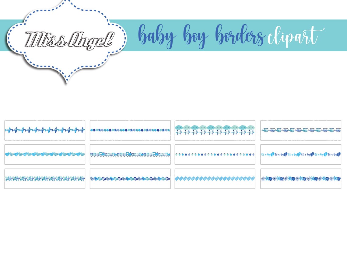 Baby Boy Borders Set. Baby Boy Digital Borders, Baby Blue Digital ...