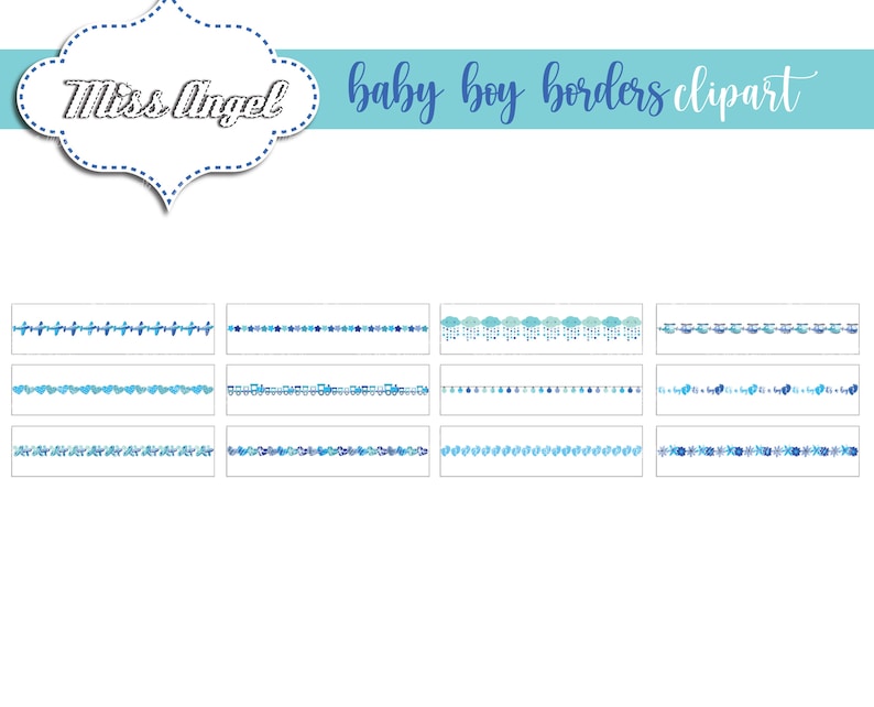 Baby Boy Borders Set. Baby Boy Digital Borders, Baby Blue Digital ...