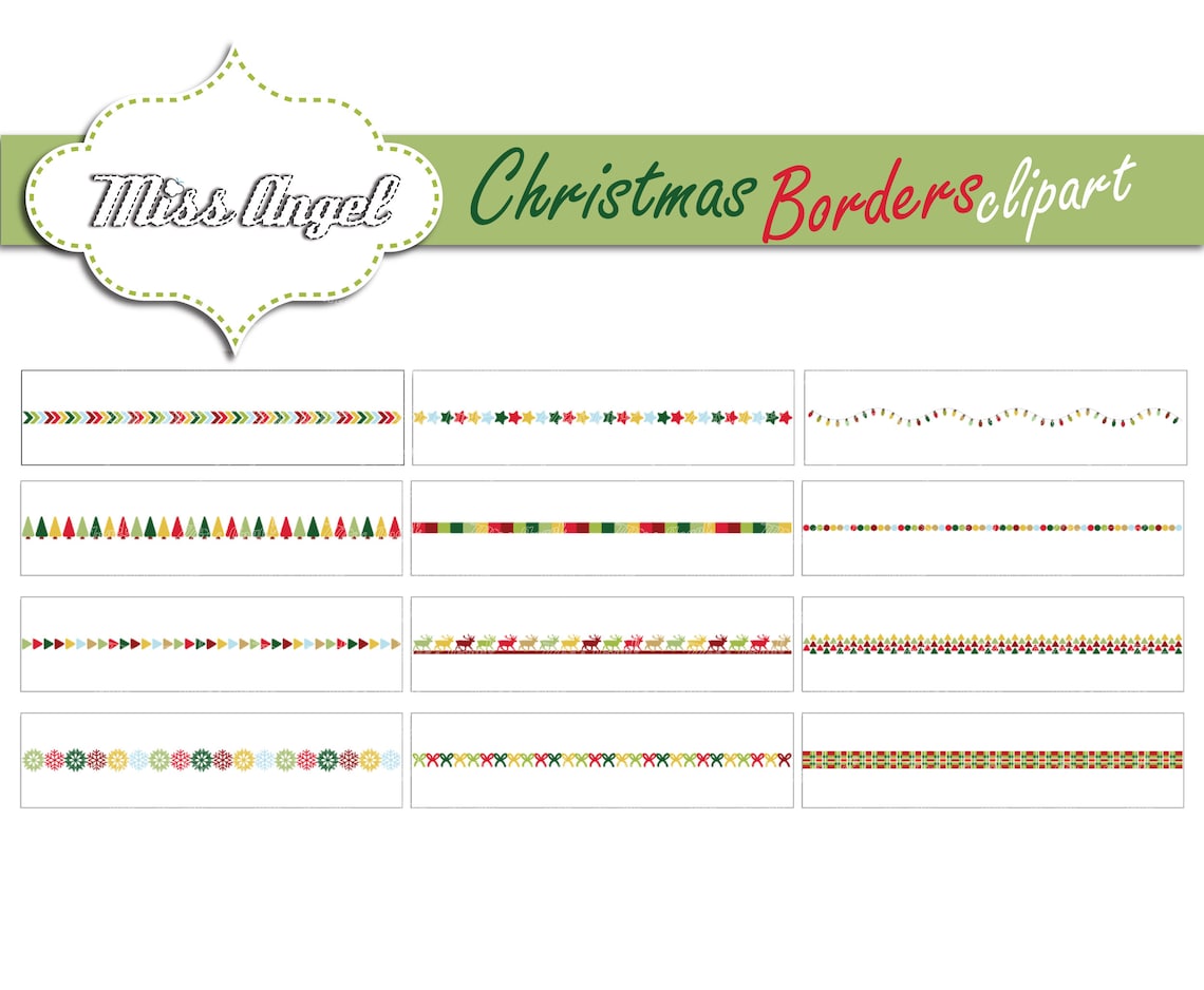 Christmas Borders Clipart, Borders Clip Art Set. Digital Christmas ...