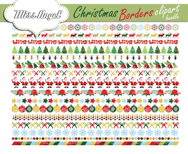 Christmas Borders Clipart Bundle. Digital Christmas Borders Clip Art ...
