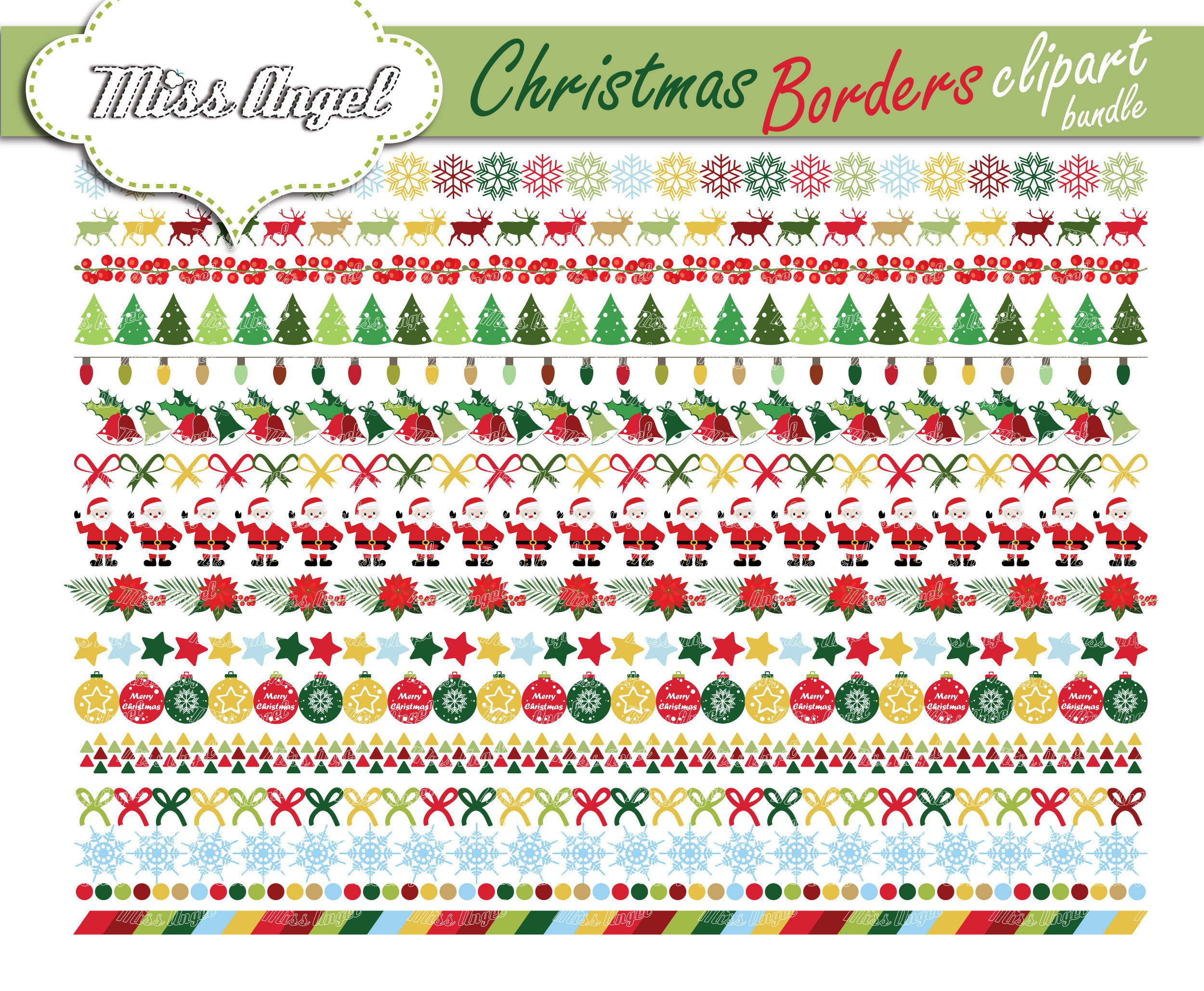Christmas Borders Clipart Bundle. Digital Christmas Borders Clip Art ...