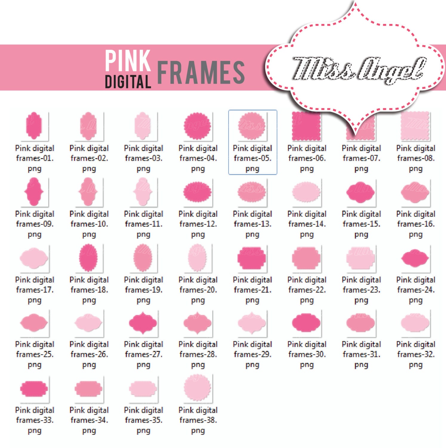 Pink Digital Frames, TAGS Clipart, 36 Digital Labels Clip Art ...