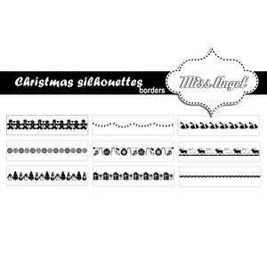 Christmas Silhouettes Borders Clip Art. Small Commercial Use ...