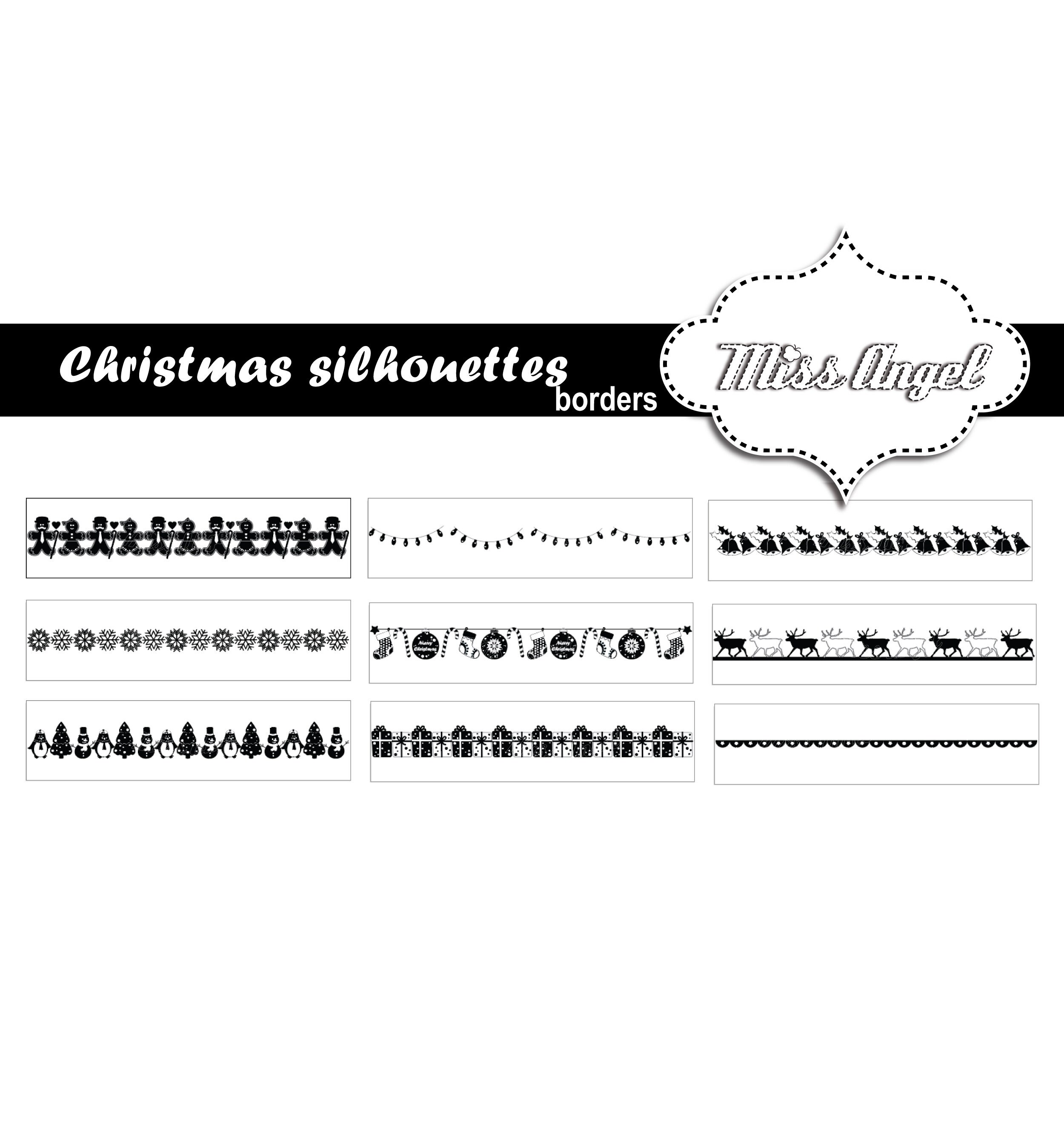Christmas Silhouettes Borders Clip Art. Small Commercial Use ...