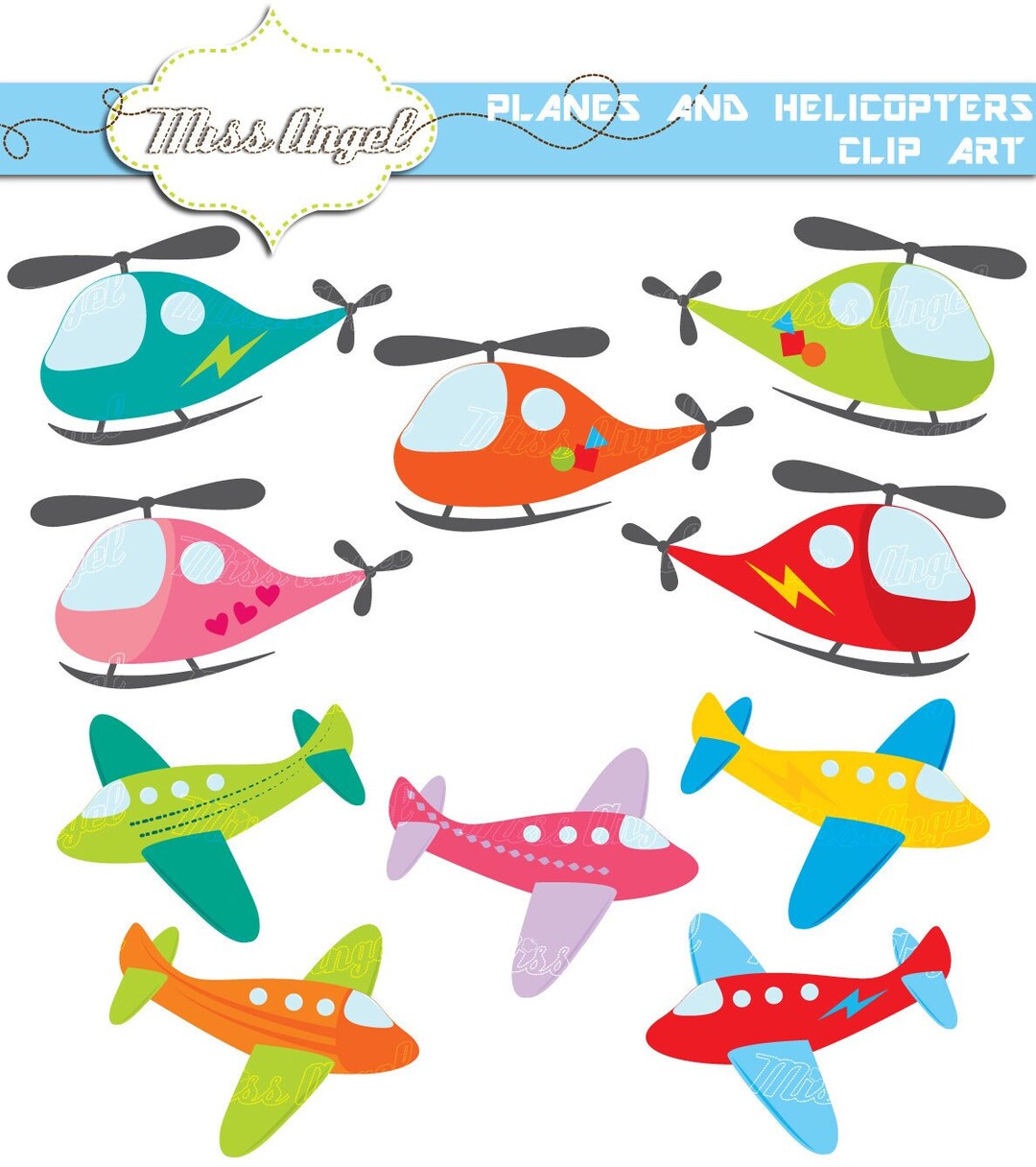 Aeroplane Helicopters Clip Art. 10 Cute Planes and Helicopters Clipart ...