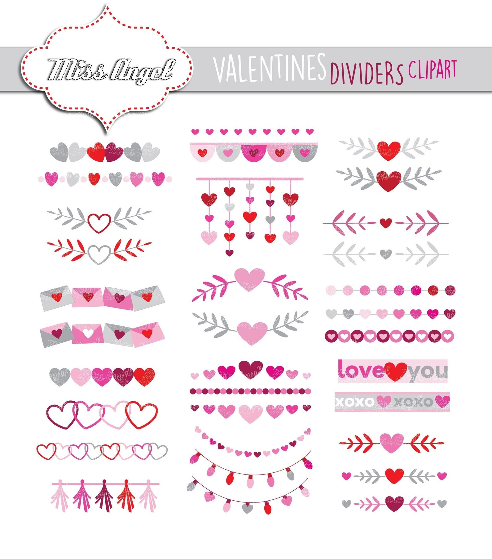 Valentine's Day Dividers. Heart Dividers. 33 Romantic Dividers ...