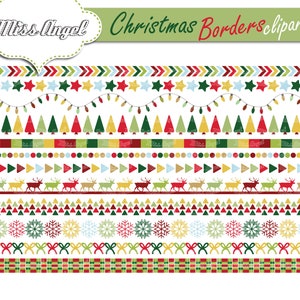 Christmas Borders Clipart, Borders Clip Art Set. Digital Christmas ...