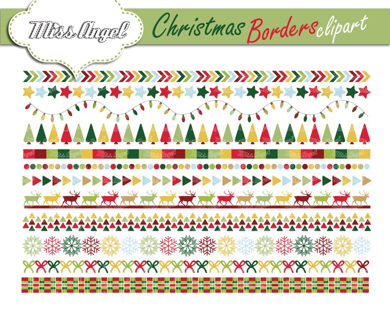 Christmas Borders Clipart, Borders Clip Art Set. Digital Christmas ...