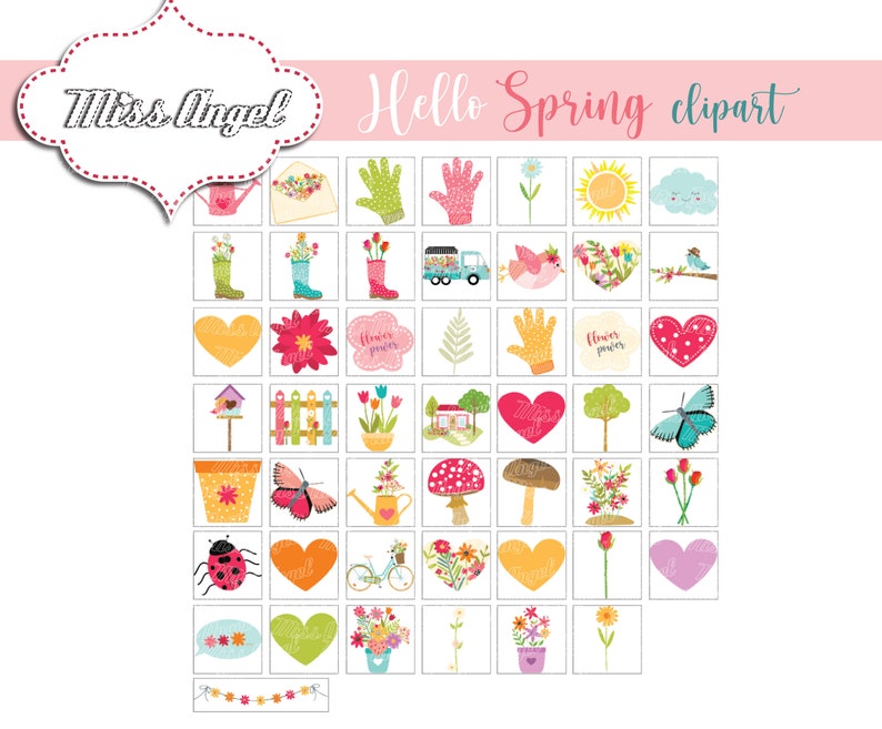 Spring Clipart Digital Set. Flowers Clipart. Small Commercial Use. PNG ...