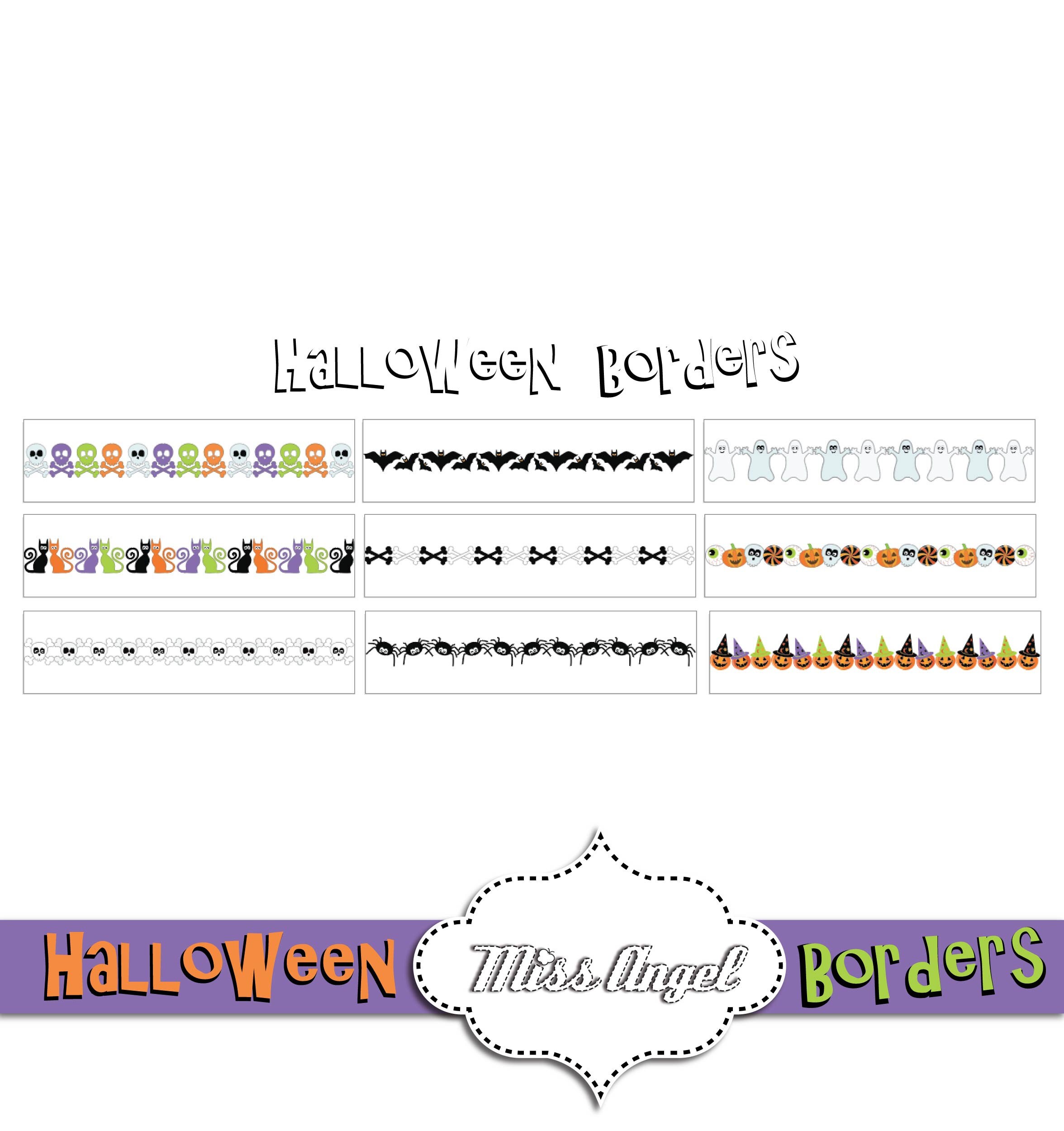 Halloween Borders Clipart. Halloween Digital Banners. Halloween Party ...