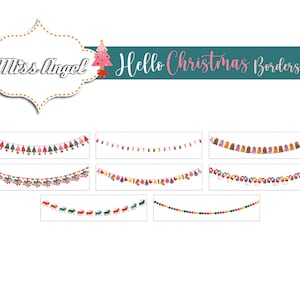 Christmas Bunting Banners Clipart. Digital Christmas Borders Clip Art ...