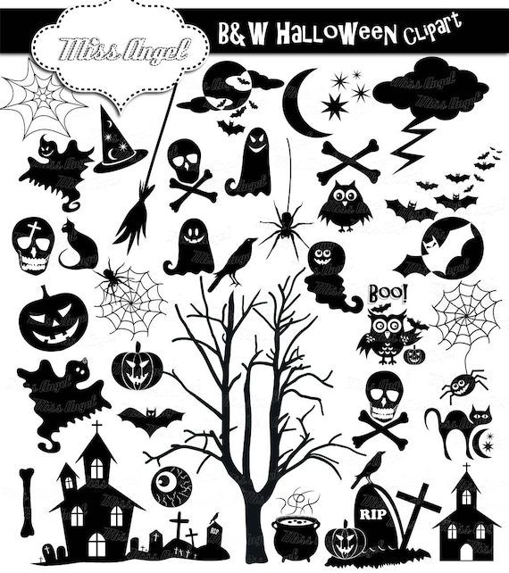 Scary Halloween Clip Art Black