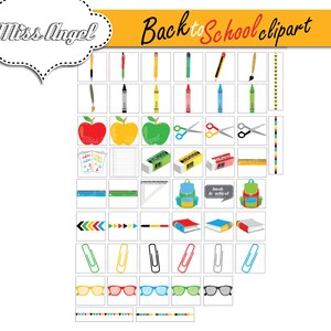 School CLIP ART. Back to School Supplies Clip Art. School Stationary ...